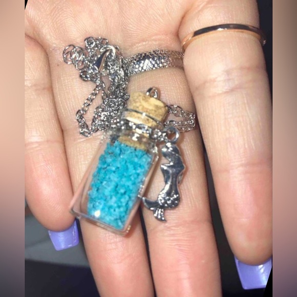 Jewelry | Magic Mermaid Silhouette Blue Glow In Dark Beach Sand Bottle ...